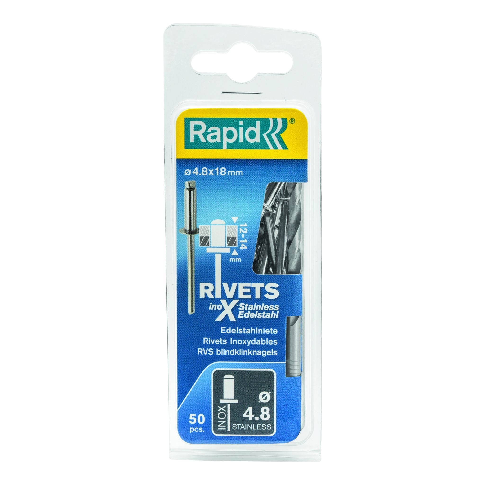 Rapid Rivets 4.8x18mm S/Steel 50pc 5000397
